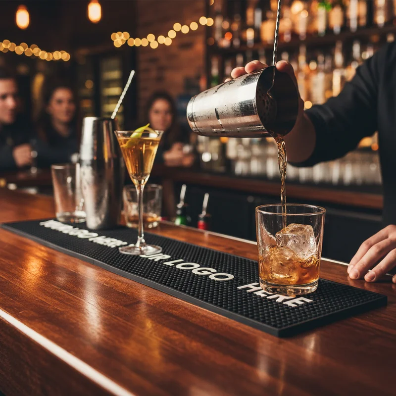 Custom Bar Rail Mats | Branded Bar Runners | Qstomize